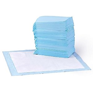 Amazon Basics Dog and Puppy Pee Pads with 5-Layer Leak-Proof Design and Quick-Dry Surface for Potty Training, Standard Absorbency, Regular Size, 22 x 22 Inch - Pack of 50, Blue & White