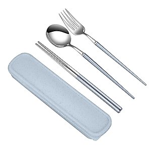 Sosoport 3 Pcs 304 Reusable Utensils Case Picnic Food Fork Rustproof Dinnerware Reusable Flatware Silverware Chopsticks Spoon Fork Silverware Cutlery Camping Cutlery Student Steak Portugal
