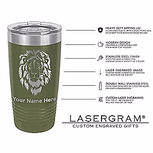 LaserGram 20oz Vacuum Insulated Tumbler Mug, Barber Shop Pole, Personalized Engraving Included (Camo Green)