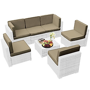 FKSLIFE 14Pieces Patio Cushion Covers Replacement,Outdoor Couch Cushions Covers Waterproof Furniture Cushion Covers Slipcovers Set with Zippers,Cover Only(Brown, 23.6×23.6×3.35 inches)