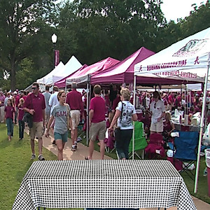 Havercamp Houndstooth Table Cover (54" x 108"). Water and Tear Resistant, Black and White Paper Cover. Alabama Houndstooth