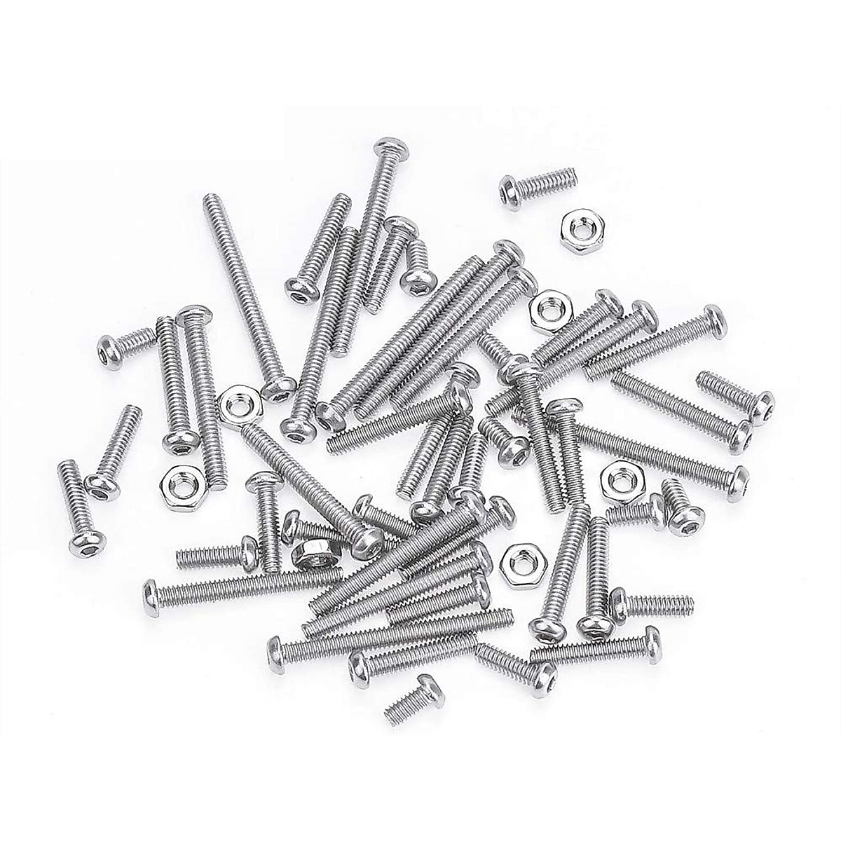 Guard4U 300Pcs Metric M2.5 304 Stainless Steel Button Head Hex Socket Cap Bolts Screws Nuts Assortment Kit- M2.5 x 4mm/ 6mm/ 8mm/ 10mm/ 12mm/ 14mm/ 16mm/ 18mm/ 20mm
