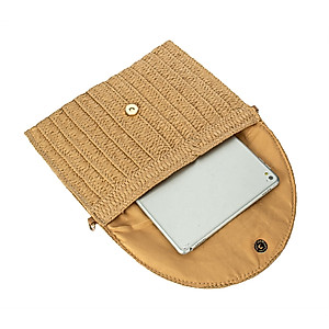 Weave Handbag,Straw Clutch Summer Evening Handbag Summer Beach Party Purse Woven Straw Bag Envelope (Coffee color)