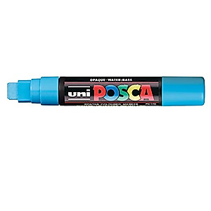 Uni Posca Marker PC-17K Paint Glass Pen Broad Chisel Tip 15mm Light Blue