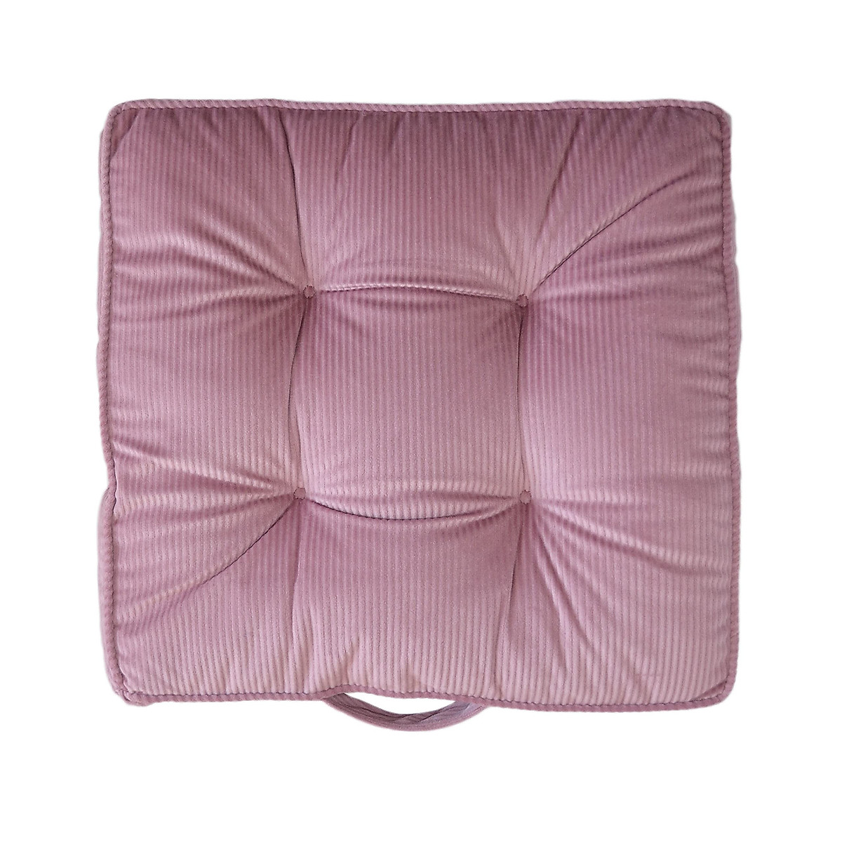 My Infinity Store Square Soft Tufted Velvet Corduroy Chair Pad Seat Cushion for Kitchen Bar Stool Dining Room Stadium Seat Reversible Portable with Handle Size 15.5 in (Navy, 1)