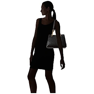 Karl Lagerfeld Paris womens Charlotte Quilted Tote Bag, Blk/Gold, One Size US