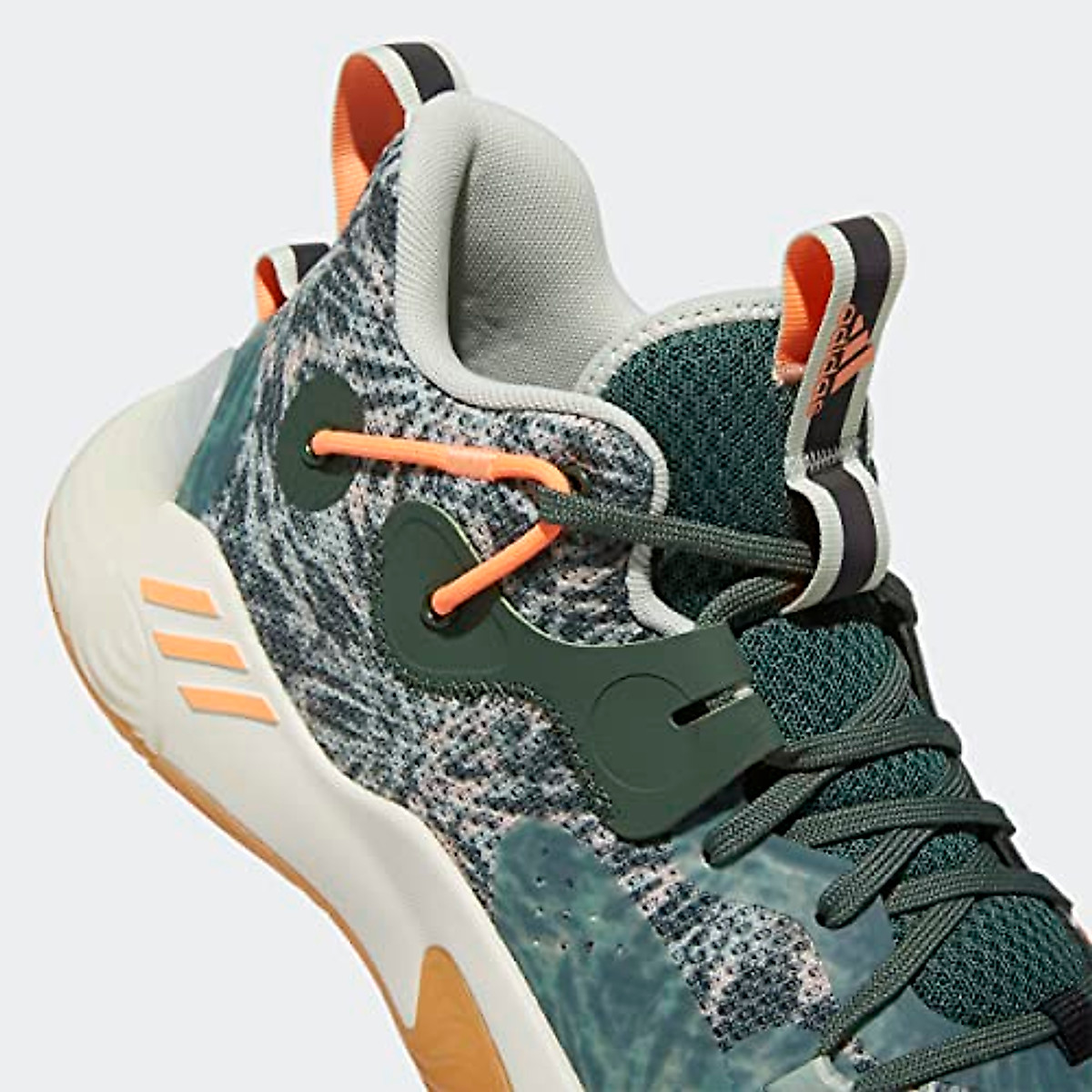 adidas Unisex Harden Stepback 3 Basketball Shoe, Green Oxide/Beam Orange/Off White, 9 US Men