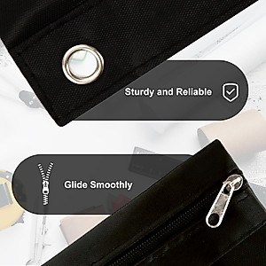 EOOUT 3 Pack Pencil Pouches for 3 Ring, Binder Pencil Pouches with Clear Window Zipper Pencil Cases for Binder (Black)