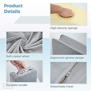 Anjetan Upgraded Arm Elevation Pillow, Ergonomic Elbow Support Pillow for Bed Sores, Soft Arm Rest Wedge Pillow with High Density Foam for Sleeping Recovery Care -Detachable Case