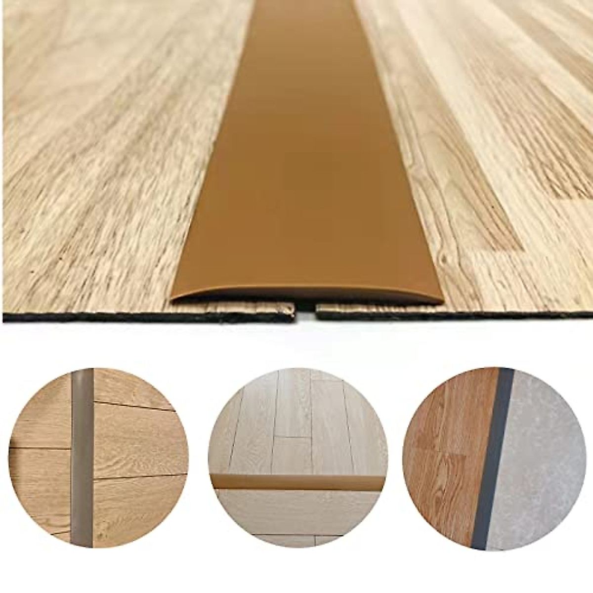 78.7''L Self Adhesive Floor Transition Strip,Threshold for Doorway,Laminate Flooring Edge Trim,Vinyl Plank Floor Flat Divider Strip (Coffee(Wood Grain), 1.97''Wide)