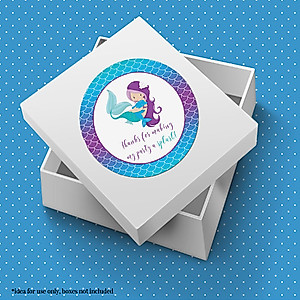 Mermaid Thank You Birthday Party Sticker Labels, 40 2" Party Circle Stickers by AmandaCreation, Great for Party Favors, Envelope Seals & Goodie Bags, Mermaid with Light Complexion