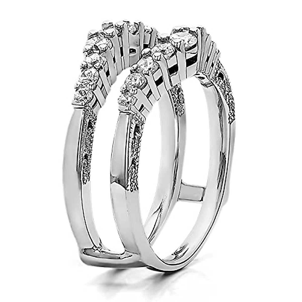 TwoBirch Sterling Silver Vintage Ring Guard with Filigree Designs With Cubic Zirconia (0.71 ct.) (sterling-silver, 9)