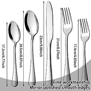 suoundey 5pcs Stainless Steel Silverware Set, Kitchen Cutlery Set, Mirror Polished Forks Knives and Spoons Set for Home and Restaurant, Rust Resistant Eating Utensil Set