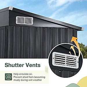 OC Orange-Casual 5 x 3 FT Storage Shed, Outdoor Galvanized Steel Shed, Outside Garden Tool Storage House with Lockable Door for Patio, Backyard, Lawn Mower, Black
