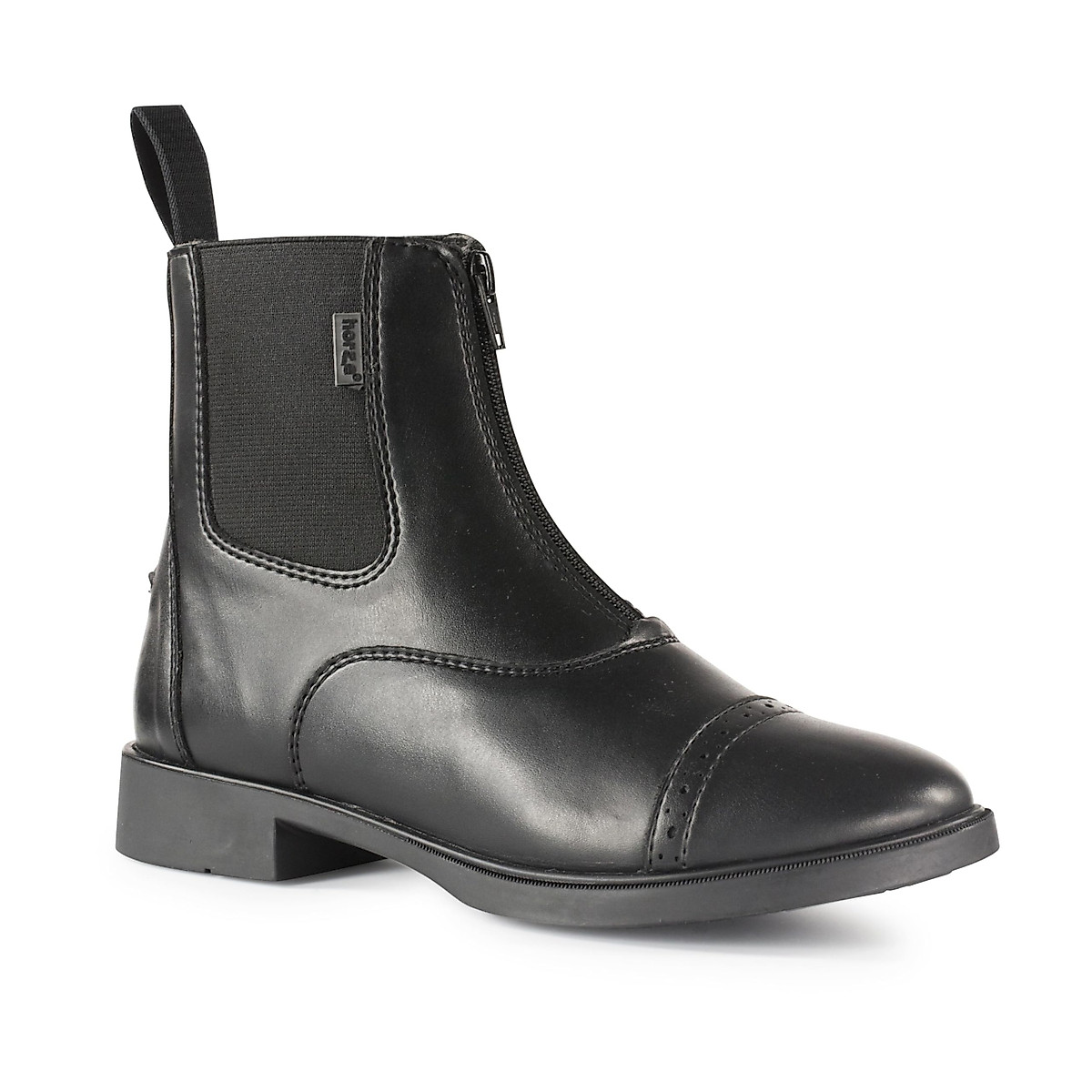 HORZE Wexford Women's Equestrian Synthetic Leather Zip-Up Schooling Paddock Boots - Black - 7