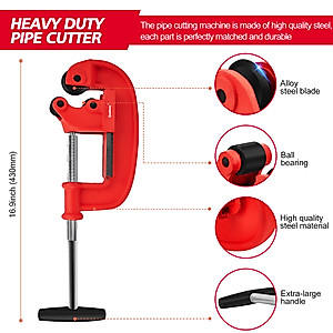 Heavy Duty Tube Cutter with a Extra Blade, Sharp Rigid Tubing Cutter Cuts Up to 1-3" Galvanized Pipe, Copper Pipe and Iron Pipe, Metal Pipe Cutter Tool Great for Plumbers or Metal-workers - by Godora