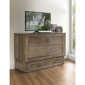 Night & Day Furniture Poppy White Bark with Mattress Murphy Cabinet Bed Queen