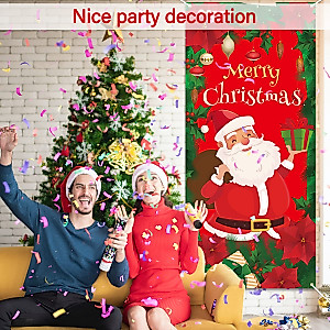 Christmas Door Cover Santa with Gifts Door Decoration Holiday Banner Backdrop 78 x 35.4 Inches