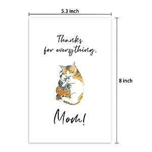 Ulbeelol Thanks for Everything Card for Mom, Happy Mothers Day Card, Cute Cats Birthday Card for Mom