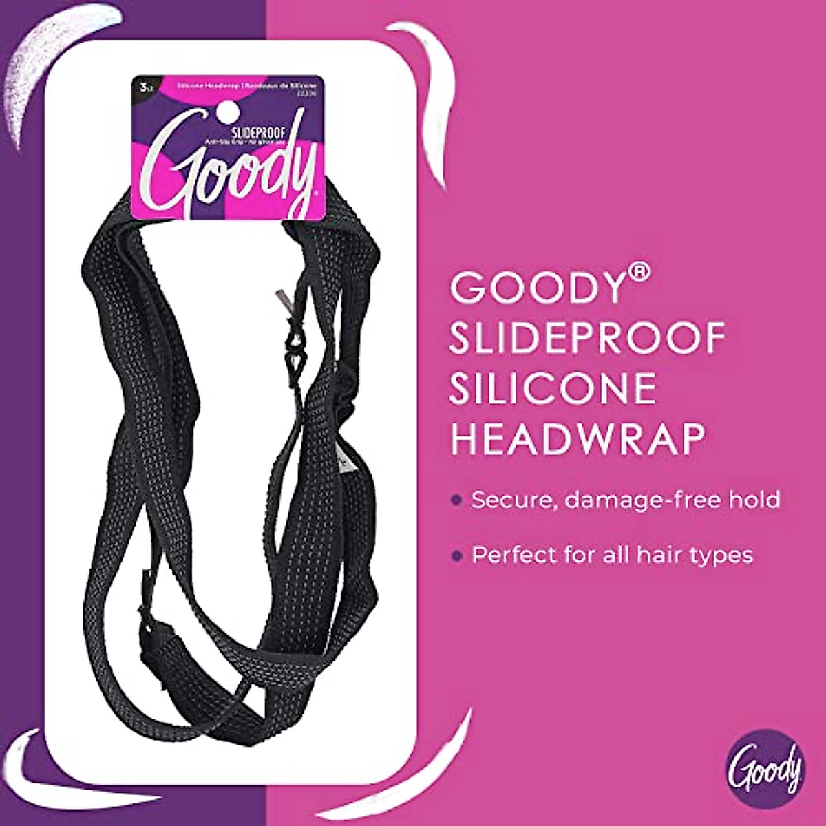 Goody Extra Thin Silicone Headwraps - 3 Count - Comfortable and Stylish Fabric Won't Pull, Snag or Damage Your Hair - Pain-Free Hair Accessories for Women, Men, Boys, and Girls