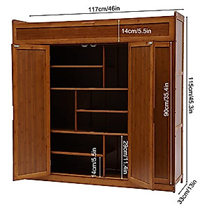 DYRABREST 7 Tier Shoe Storage Cabinet with 4 Doors,Shoe Storage Freestanding Shoe Rack for Entryway with Flip Drawers,Bamboo Shoe Cabinet Shoe Storage Organizer Cabinet Hold up to 20 Pairs