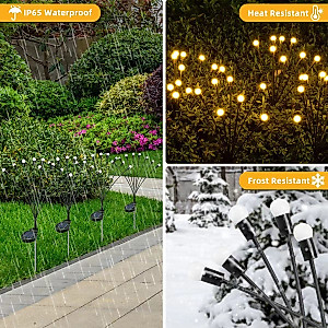 Solar Lights Outdoor, 4Pack Solar Firefly Lights for Outdoor Christmas Decorations, Solar Garden Lights Outdoor Waterproof, Outdoor Solar Lights for Yard, Swaying Outdoor Lights for Patio Decorations