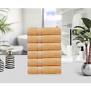COTTON CRAFT Ultra Soft Hand Towel - Set of 6 Pure Cotton Plush Absorbent Quick Dry Easy Care Bathroom Face Towels - Everyday Luxury Hotel Spa Gym Shower Pool Beach Kitchen Travel Dorm -16x28- Yellow