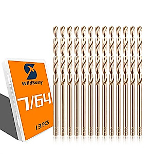 Cobalt Drill Bit Set 7/64" - 13PCS, M35 Twist Drill Bits Straight Shank, 7/64" High Speed Steel Drill Bits for Drilling in Hard Metal, Stainless Steel, Cast Iron