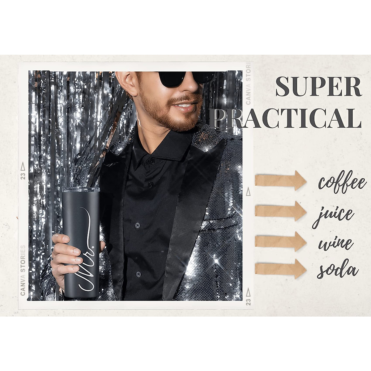 Onebttl Wedding Gifts for Couples, Insulated Stainless Steel Wine Tumblers Set with Lid & Straw, for Newlywed, Ideal for Engagement, Anniversary - Mr & Mr, Gay Couple Gifts