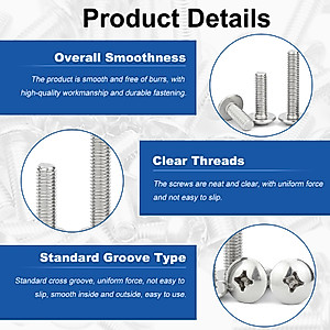 MroMax 10Pcs M6 x 30mm Truss Head Phillips Machine Screw, 304 Stainless Steel (A2-70), Fully Thread, Metric Silver Gray Truss Cross Head Screws Bolts for Home Small Appliance Electronic Instrument