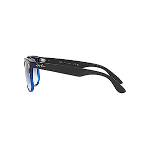Ray-Ban RB4487 Steve Square Sunglasses, Black on Transparent Blue/Clear Gradient Light Blue, 54 mm