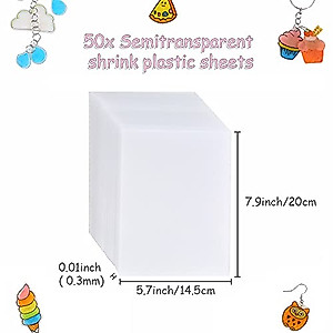 Auihiay 50 Sheets Heat Shrink Plastic Sheet, Sanded Shrink Films Papers, Shrink Plastic Sheets for Mothers Day Kids Creative Craft, 7.9 x 5.7 inch / 20 x 14.5 cm