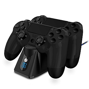 Stealth SP-C100 Twin Charging Dock with 2M Play & Charge Cable For PS4 - Black (PS4)