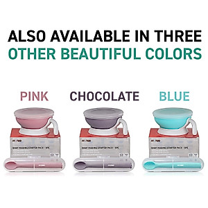 MONEE Baby Bowls and Baby Spoons. Baby Led Weaning Baby Feeding Set - Set Includes Baby Spoon, Baby Silicone Bowl and Secure Lid