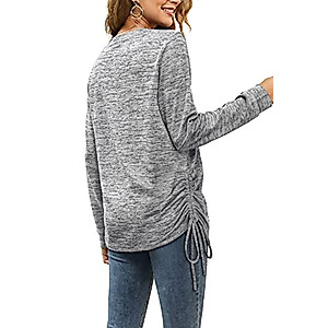 Tunic Tops to Wear with Leggings for Women V Neck Tops Basic Grey L
