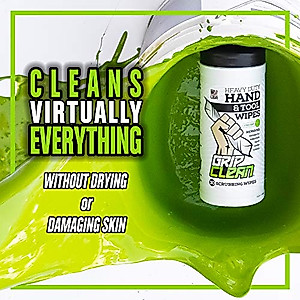 Grip Clean | Heavy Duty Hand Wipes & Cleaning Wipes for Hands, Tool, & Surfaces. Waterless Hand Cleaner For Auto Mechanics & Tool Cleaner Wipes- Citrus Scented Cleansing Wipes Remove Grease, Oil, Paint, Inks & more (72ct)