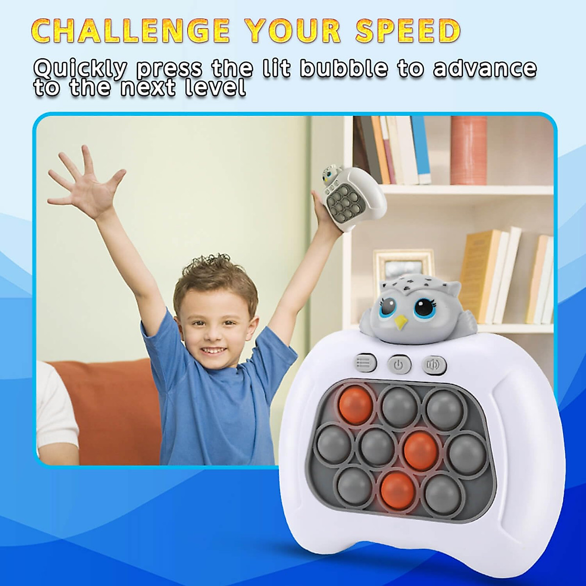 Fast Push Game, Upgraded Pop Fidget Light Up Bubble Handheld Game Toys, Electronic Quick Push Game Fidget Sensory Toys for Autistic Children, Great Birthday for Boys Girls & Teens