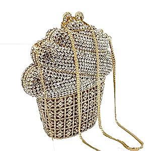 China Factory Price Metal Strap Women Crystal Rhinestone Clutch Bag For Formal Party Fun Ice Cream Evening Bag Pink 2 17X17X5CM
