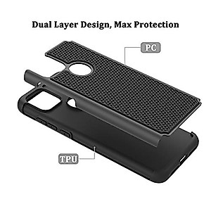 T-Mobile Revvl 4 Plus Case,TCL Revvl 4 Plus Case,with HD Screen Protector [Shock Absorption] Hybrid Dual Layer TPU & Hard Back Cover Bumper Protective Case Cover for T-Mobile Revvl 4+ (Black Armor)