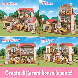 Calico Critters Red Roof Country Home - Dollhouse Playset with Figures, Furniture and Accessories for Ages 3+