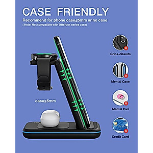 Wireless Charging Station for Samsung Galaxy Phone/Watch/Buds, 3 in 1 Foldable Charging Stand for Samsung S23 Ultra/S22/S21/S20/Note20/10/Galaxy Watch5/4/3/Classic/Active Buds+/Live with 18W Adapter