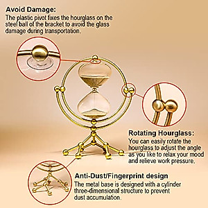 Tpmorwilfun Hourglass 30 Minutes Sand Timer for Kids, Games, Classroom, Home, Desk, Office Decorative, Large Rotating Metal Sandglass (Gold)