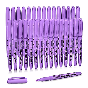 Shuttle Art Highlighters, 30 Pack Purple Highlighters Bright Colors, Chisel Tip Dry-Quickly Non-Toxic Highlighter Markers for Adults Kids Highlighting in Home School Office