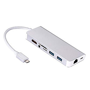 Leya-US Spare Part Type-c Turn hdmi Gigabit Network Card Multi-Function Converter HDMI+RJ45+PD+Audio+USB3.02+SD+TF Eight-in-one Expansion Dock Multi-Function HUB (Color : Silver Gray)