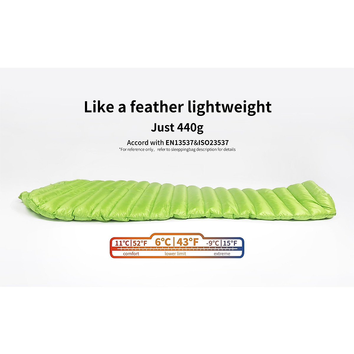 AEGISMAX Mini 6 Degree 800FP Goose Down Sleeping Bag Ultralight Down Sleeping Bag for Backpacking and Camping for Men & Women (Green, Regular)