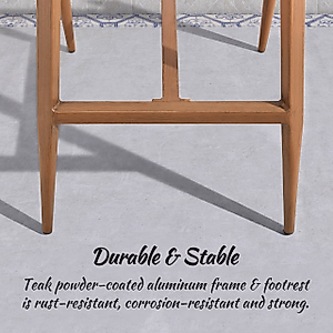 PURPLE LEAF Counter Height Bar Stools Set of 4 Rattan Chair Boho Aluminum Woven Counter Stools with Back and Footrest Modern Patio Seating 24.8 Inches Outdoor Barstools