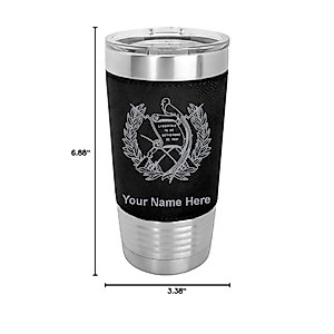 LaserGram 20oz Vacuum Insulated Tumbler Mug, Flag of Guatemala, Personalized Engraving Included (Faux Leather, Black)