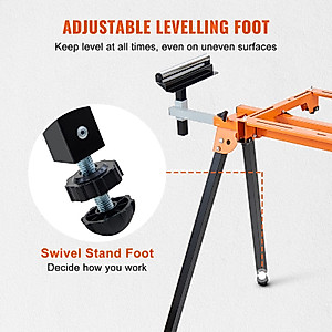 VEVOR Miter Saw Stand, 79in Collapsible Rolling Miter Saw Stand with One-piece Mounting Brackets Clamps Rollers, Heavy Duty Folding Miter Saw Stand with Sliding Rail, 330lbs Load Capacity