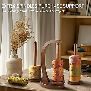 Wooden Yarn Holder for Crocheting, Upgrade Larger Size & Magnetic, Rotating Pendulum Yarn Ball Dispenser Stand, Yarn Spinner as Surprise Gift for Knitting Lovers (Walnut)