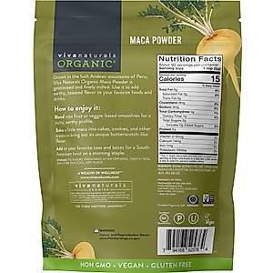 Viva Naturals Organic Maca Powder - Gelatinized Maca Powder Organic, Pervuian Superfood Traditionally Used for Energy, Certified Organic, Gluten-Free & Non-GMO, 16 Oz (1 lb) Bag